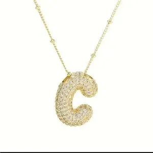 Shaye Jewelry | Jewelry | Gold Bubble Initial C Pendant Necklace Cz ...